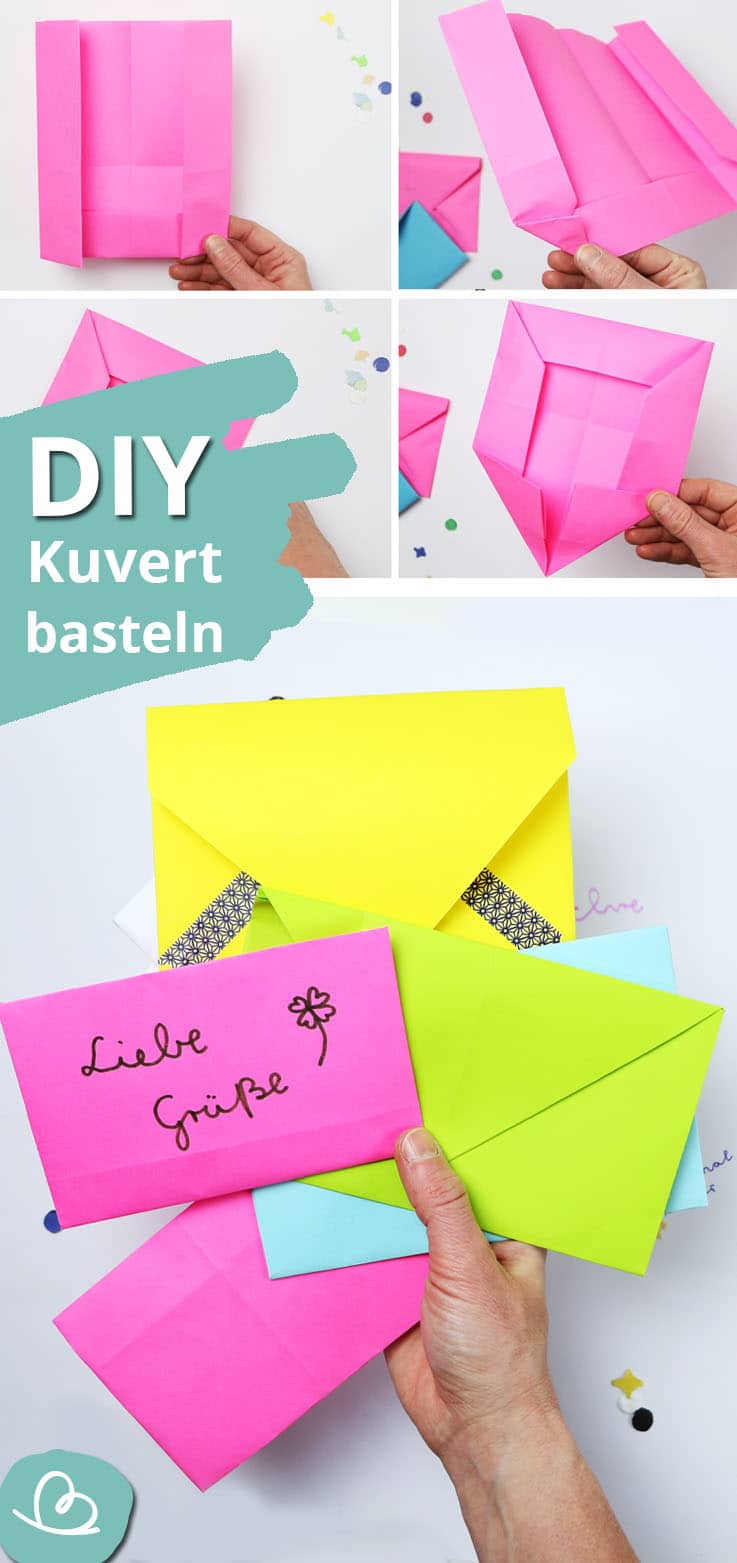 Briefumschlag aus A4 falten: einfaches Kuvert basteln - Wunderbunt.de