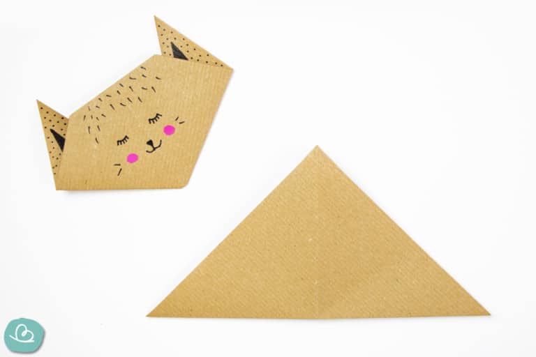 Origami Katze 'Miau' falten: einfache Anleitung - Wunderbunt.de