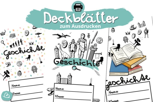 6 Deckblätter für Geschichte zum Ausdrucken - Wunderbunt.de