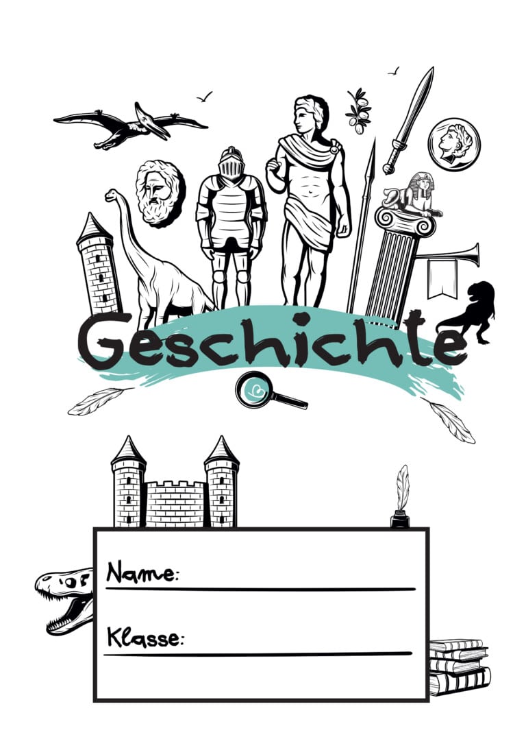 6 Deckblätter für Geschichte zum Ausdrucken - Wunderbunt.de