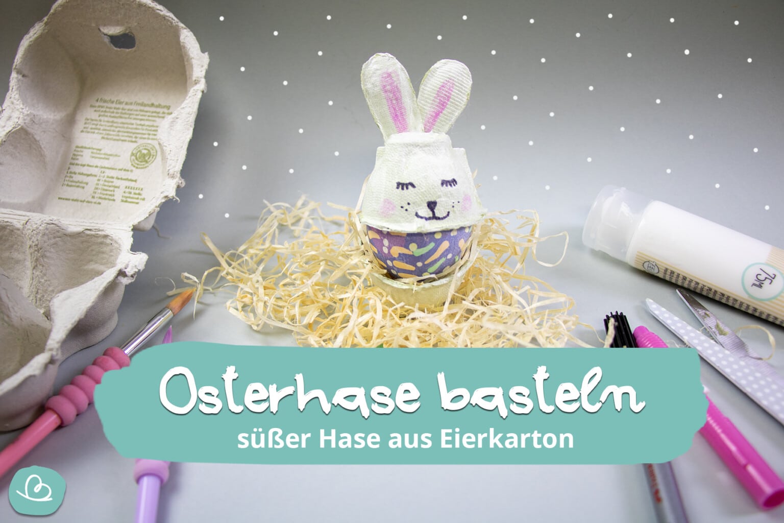 Osterhase aus Eierkarton basteln | einfache Anleitung - Wunderbunt.de