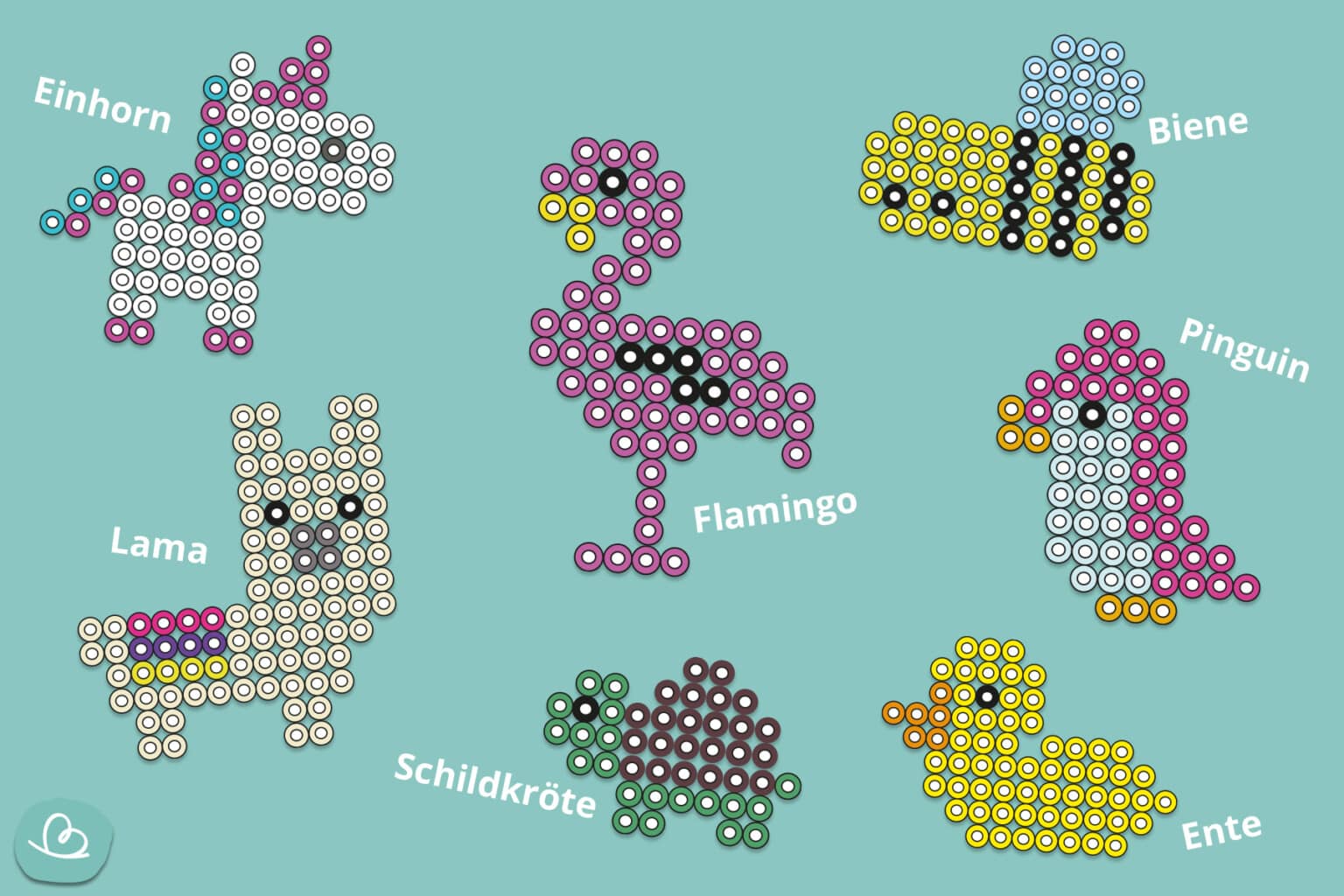 Bügelperlen Tiere basteln | kostenlose Vorlagen + Ideen - Wunderbunt.de