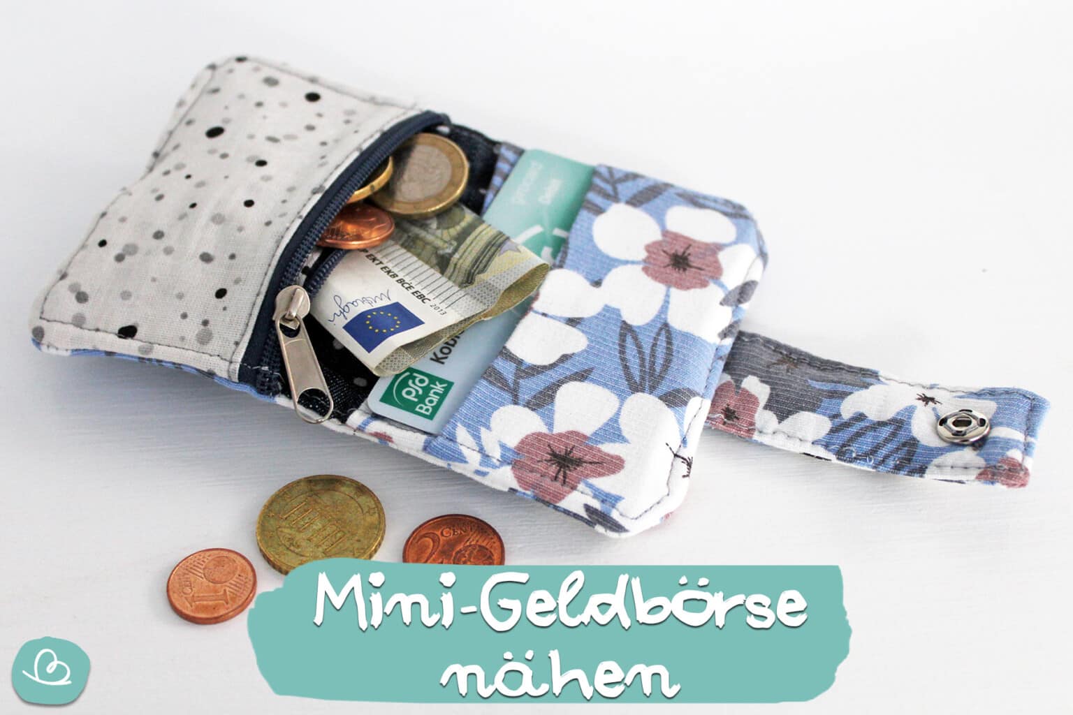 Mini-Geldbörse nähen | Anleitung für ein Portemonnaie - Wunderbunt.de