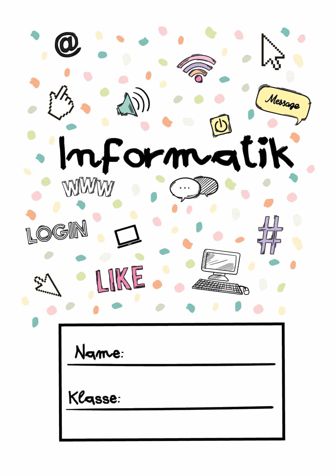6 Deckblätter für Informatik zum Ausdrucken - Wunderbunt.de