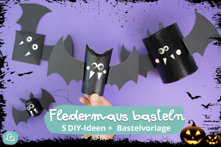 Fledermaus basteln | Bastelvorlage + 5 DIY-Ideen - Wunderbunt.de