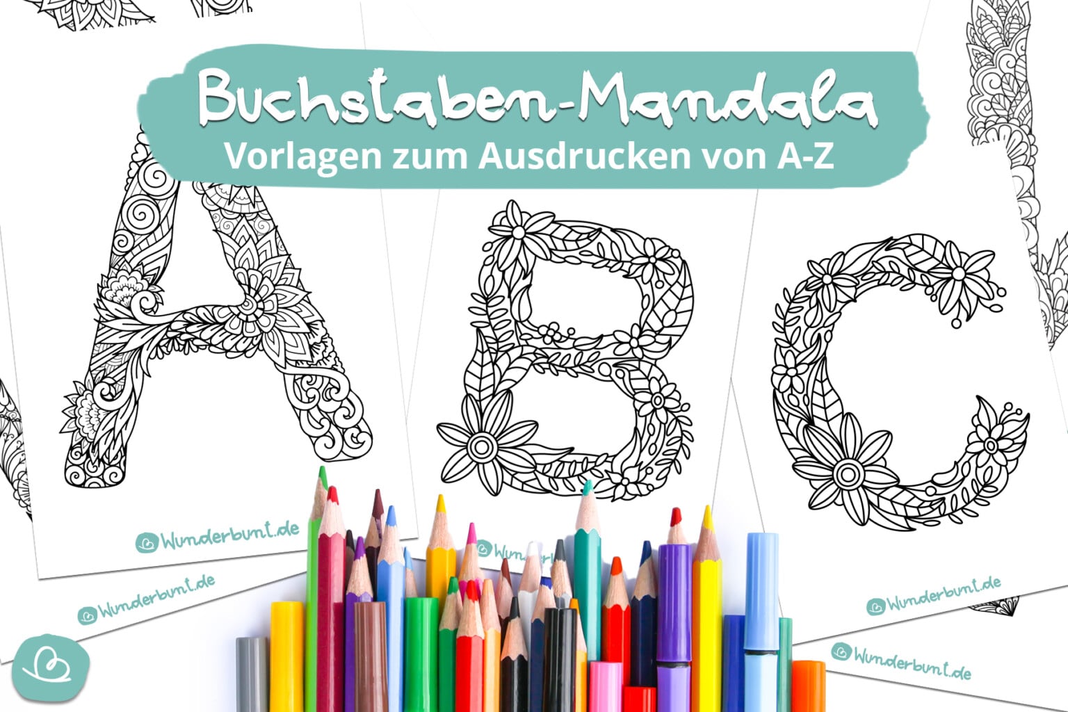 Buchstaben-Mandala Vorlagen zum Ausdrucken - Wunderbunt.de