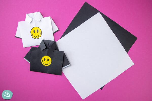 Origami-Shirt falten | einfache Anleitung mit Smiley-Deko - Wunderbunt.de