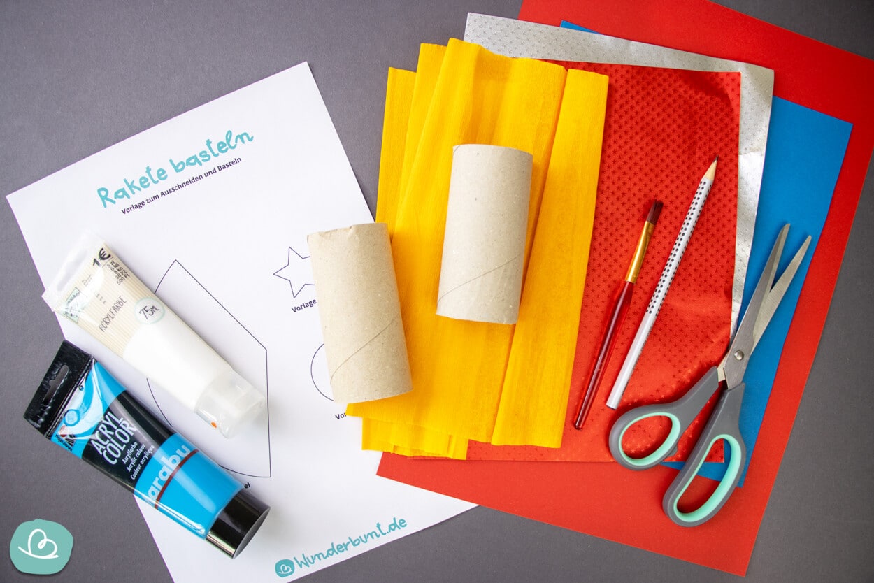 Rakete basteln aus Klorollen | einfache Anleitung - Wunderbunt.de