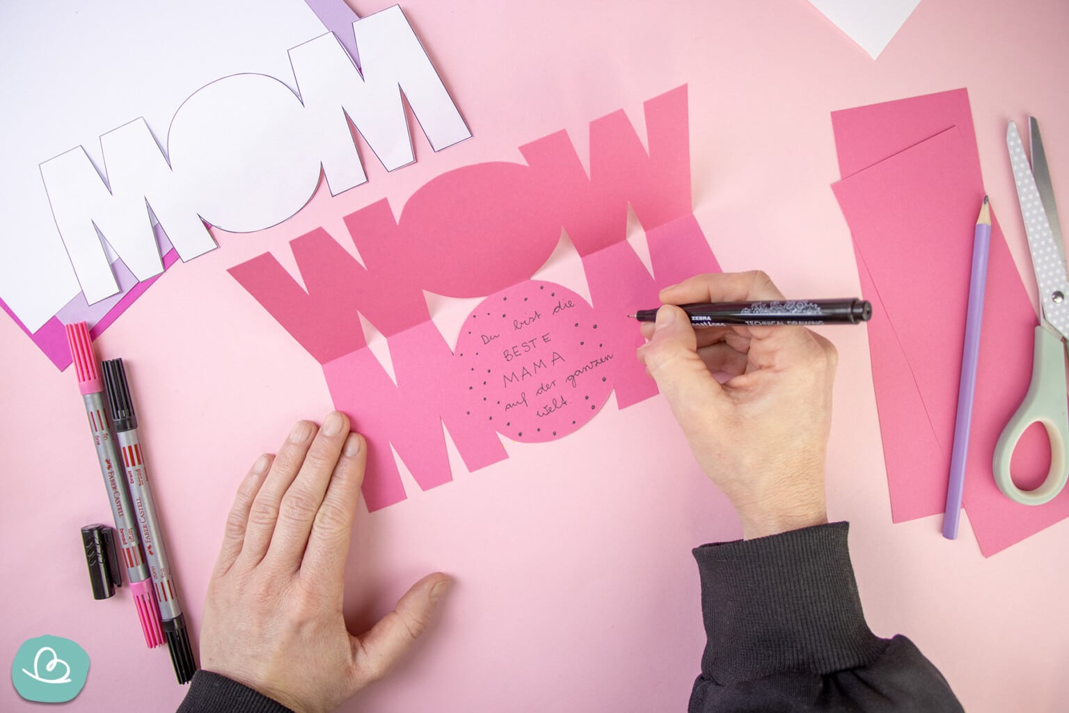 Muttertagskarte basteln | 3 Ideen + Vorlagen - Wunderbunt.de