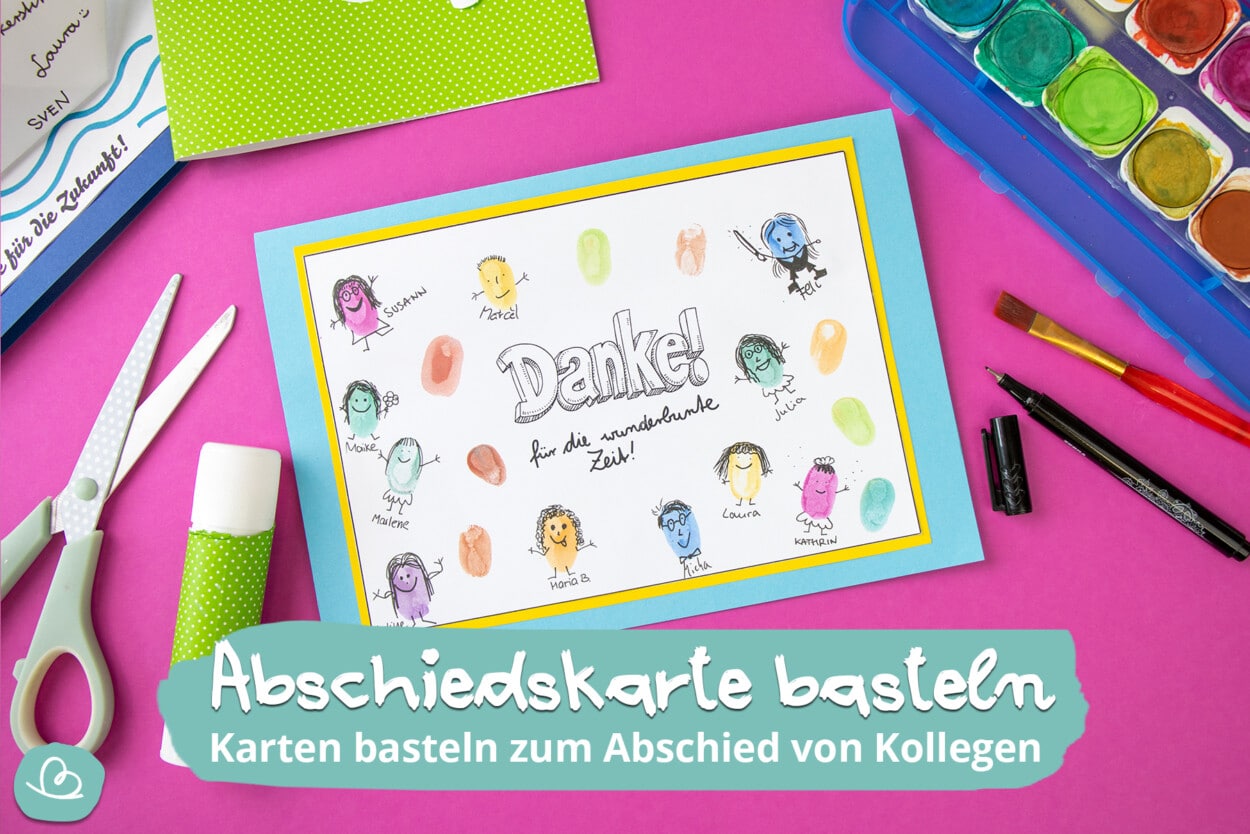 Abschiedskarte für Kollegen basteln | 3 DIY Ideen - Wunderbunt.de