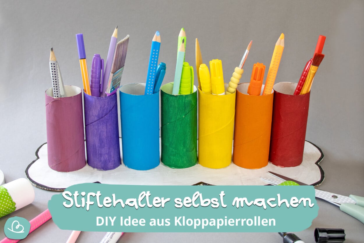 Stiftehalter selber machen | DIY Idee aus Klopapierrollen - Wunderbunt.de