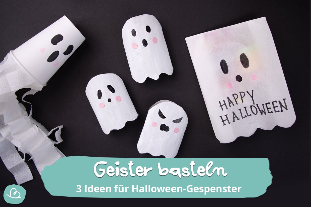Geister basteln | 3 Ideen für Halloween-Gespenster - Wunderbunt.de