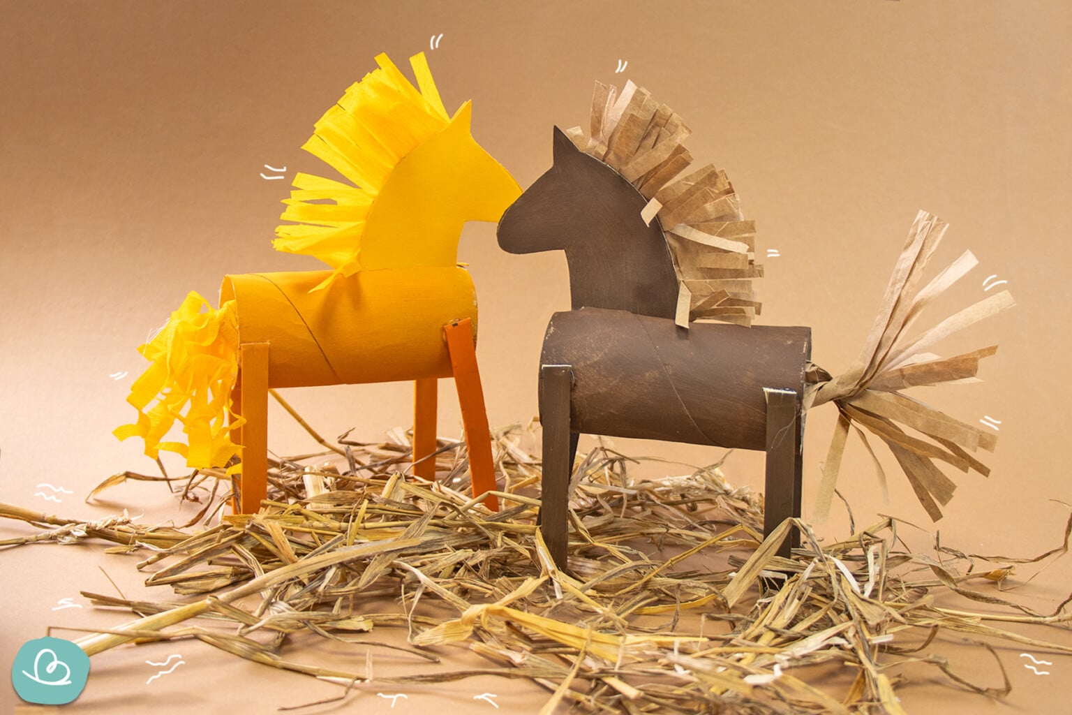 Pferd basteln | Bastelanleitung mit kostenloser Vorlage - Wunderbunt.de