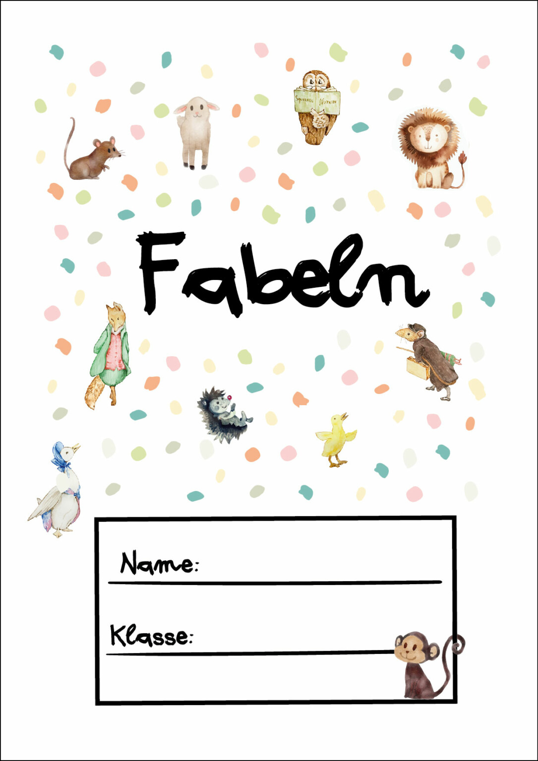 Fabeln Deckblätter zum Ausdrucken | 4 gratis Deckblatt-Vorlagen ...