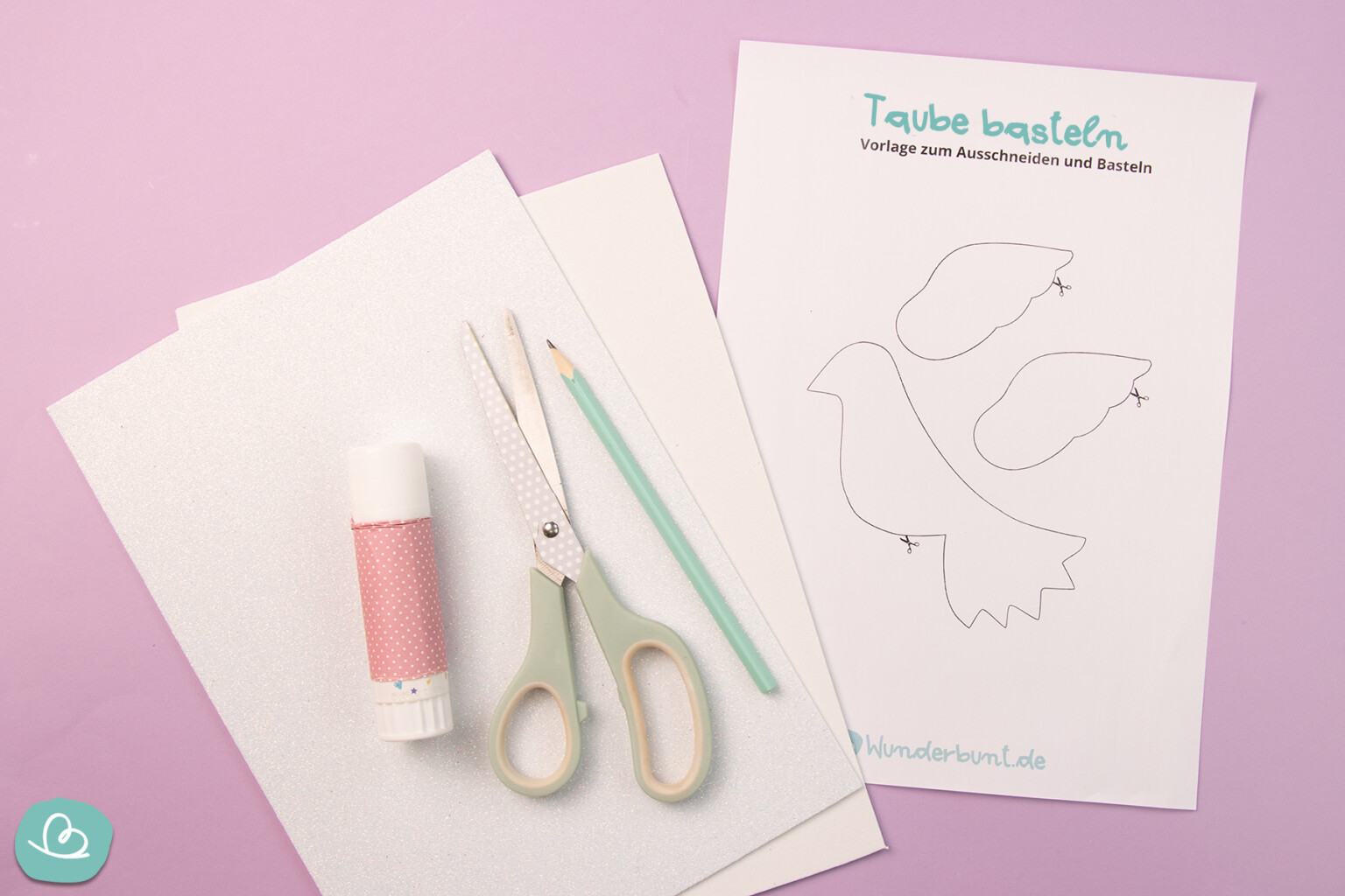 Taube basteln | Anleitung mit kostenloser PDF-Vorlage - Wunderbunt.de