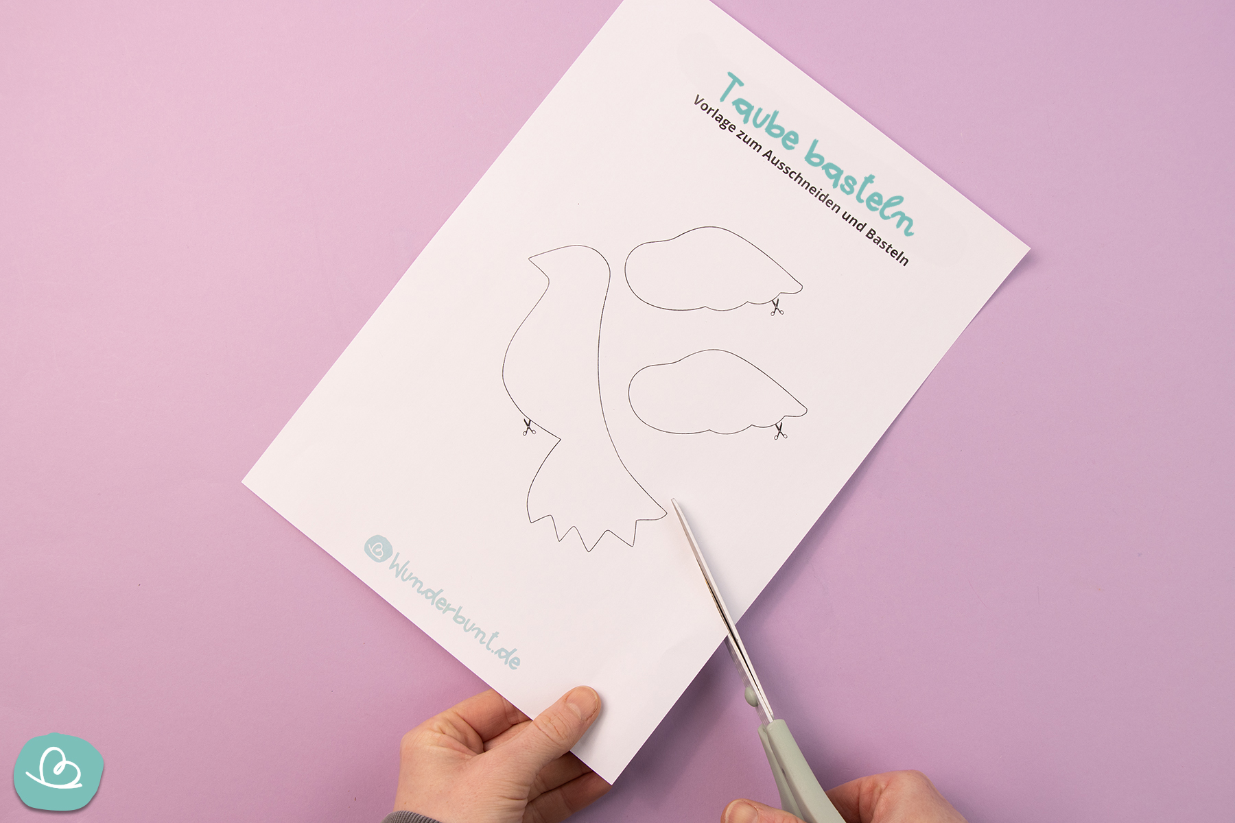 Taube basteln | Anleitung mit kostenloser PDF-Vorlage - Wunderbunt.de