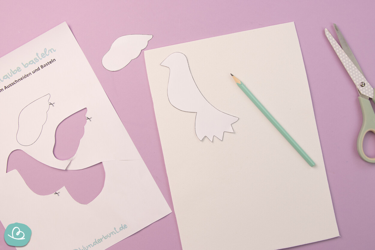 Taube basteln | Anleitung mit kostenloser PDF-Vorlage - Wunderbunt.de
