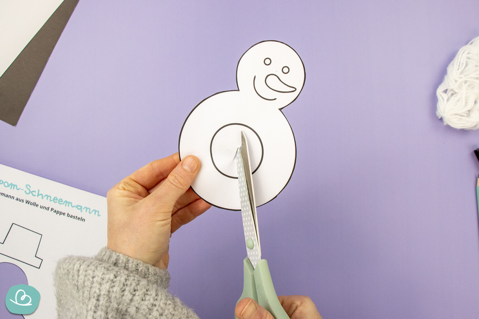 Schneemann aus Wolle & Pappe basteln | Anleitung mit PDF-Vorlage ...